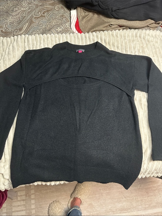 Vince Camuto | Sweaters | Vince Camuto Black Crewneck Sweater With ...